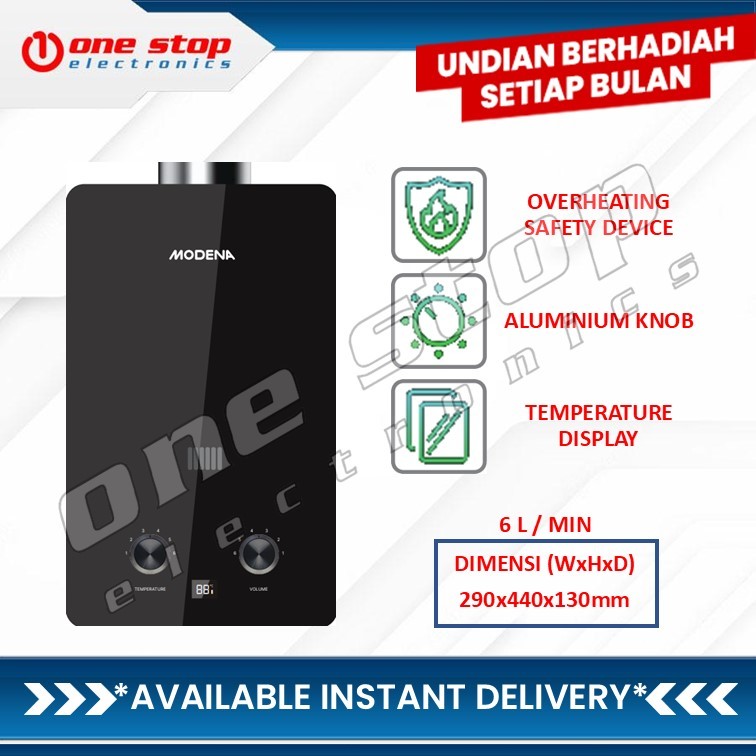 Jual MODENA GI 0610 PDBG Gas Instant Water Heater | Battery Display ...
