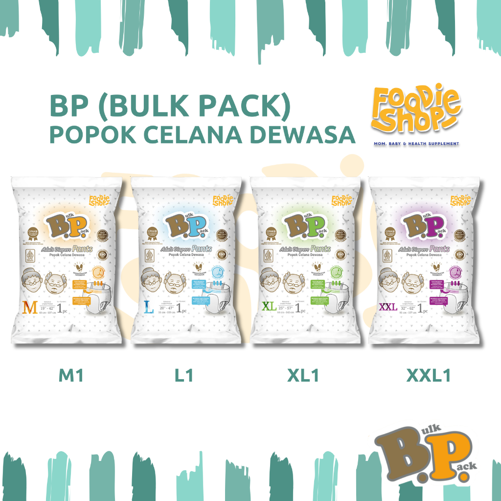 Jual BP Popok Celana Dewasa Sachet 1 PCS | Bulk Pack Adult Pants M1 L1 ...