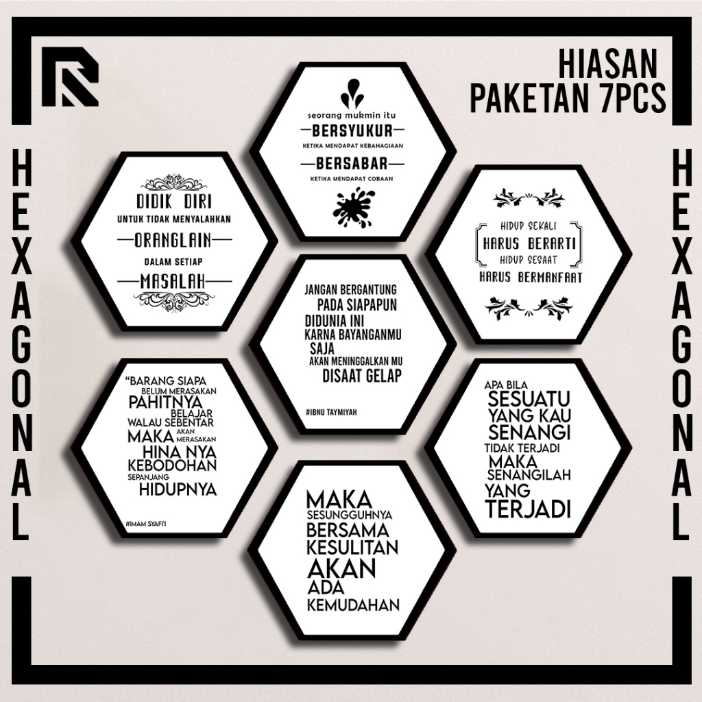 Jual Hiasan Dinding Hexagonal Kata-Kata Motivasi Keren Dapat 7pcs ...