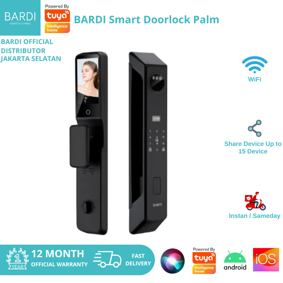 Jual BARDI Smart Doorlock Palm WiFi Door Bell Camera IoT | Shopee Indonesia