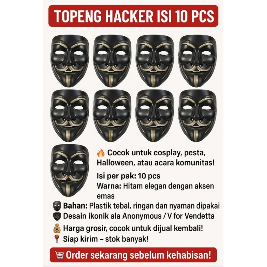Jual topeng hacker 10pcs | Shopee Indonesia
