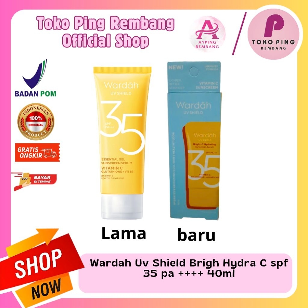 Jual Wardah UV Shield Bright Hydra C Spf 35 PASuncreen Gel 40ml (New Packaging Spf 35 Kuning ...