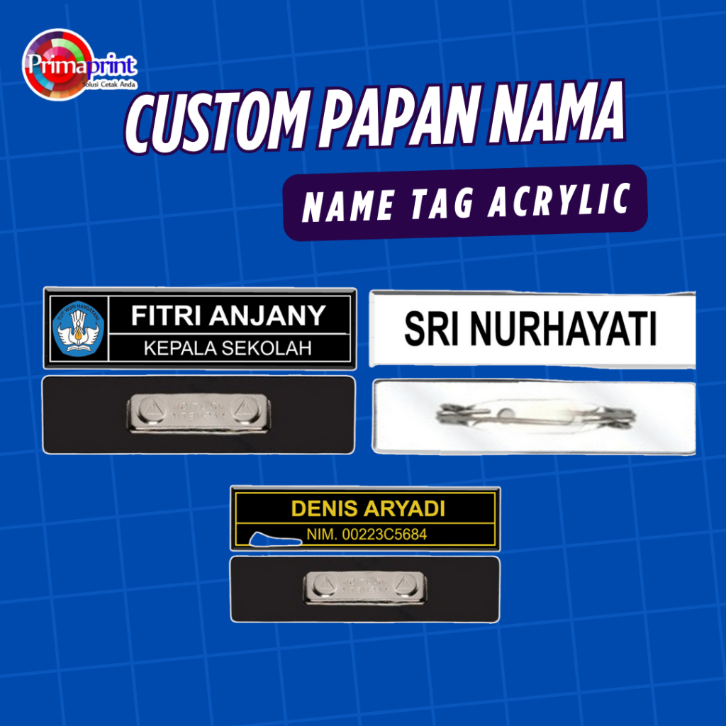 Jual Name Tag Dada Custom Akrilik Magnet Peniti UV Printing | Print ...