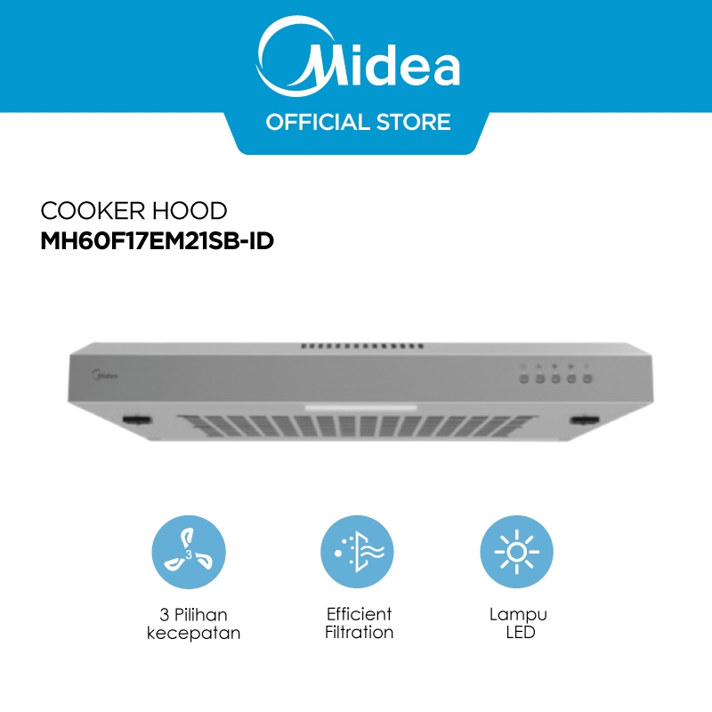 Jual [TERLARIS] Midea Cooker Hood Slim 60cm Hitam & Stainless ...