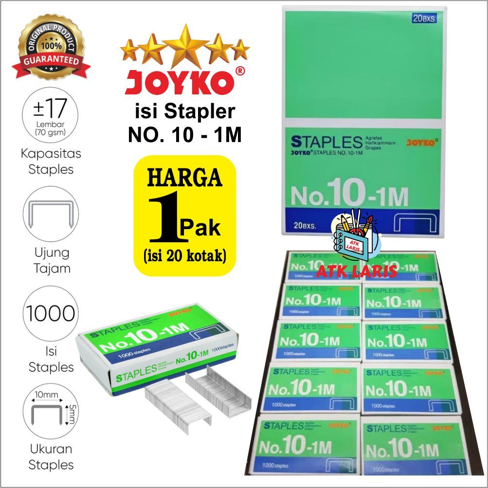 Jual ISI STAPLER JOYKO NO.10 -1M, ISI STAPLES KECIL NO.10 - 1M MERK ...