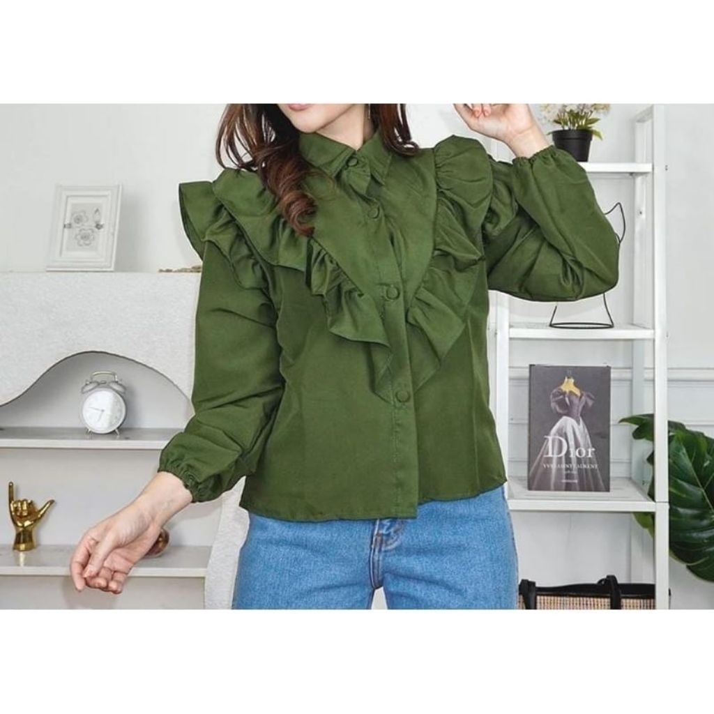 Jual Blouse wanita baju blouse rempel ruffle baju kerja baju cantik ...