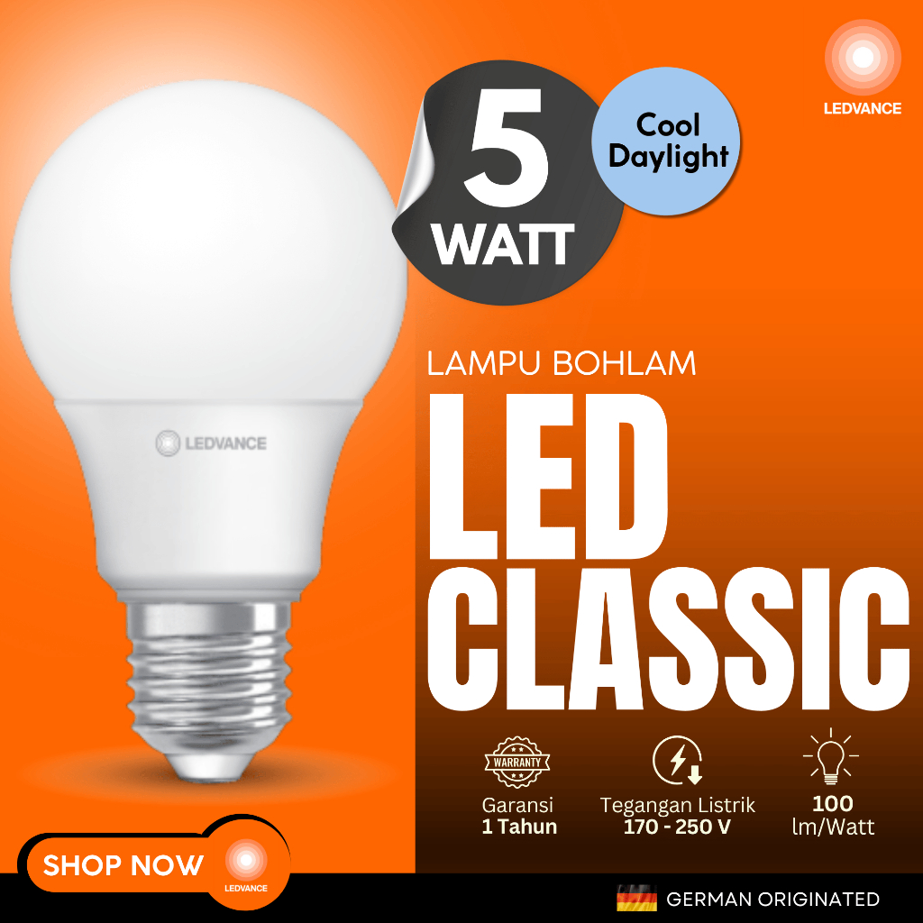 Jual LEDVANCE Lampu Bohlam LED Classic 5W Cool Daylight | Shopee Indonesia
