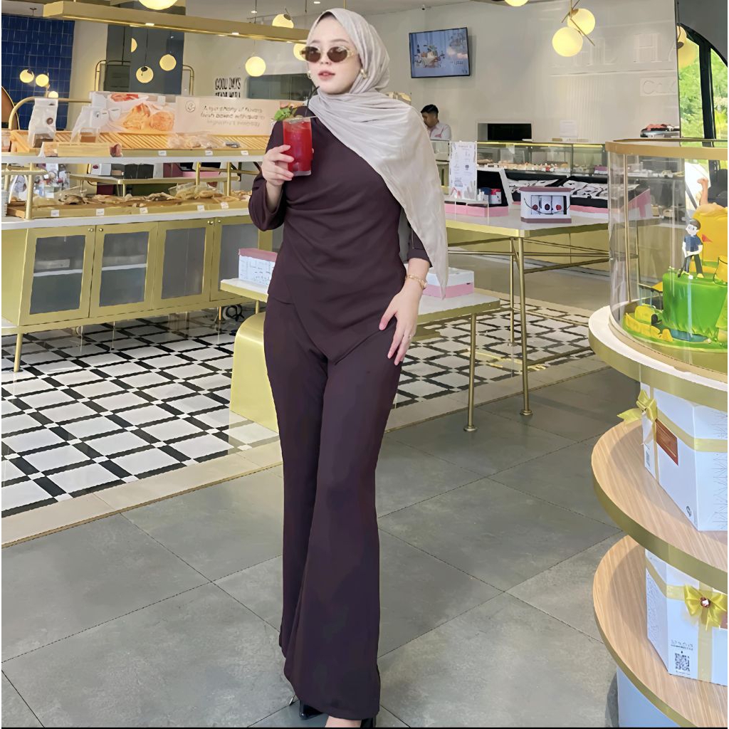 Jual Setelan Wanita Kiera One Set Wanita Rib Knit Premium Setelan Rib ...