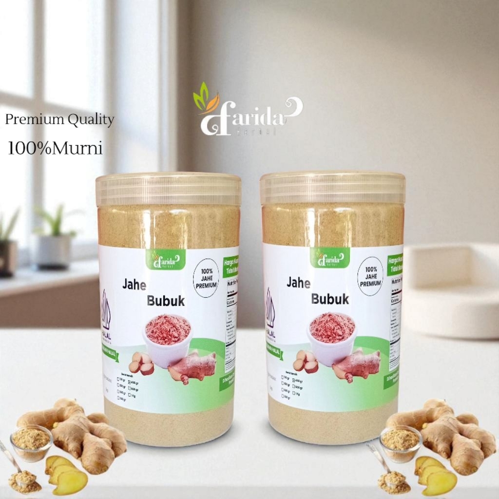 Jual Jahe Bubuk Murni 450gram Kemasan Toples,Bubuk Jahe Murni 450gram Bonus Lemon Kering ...