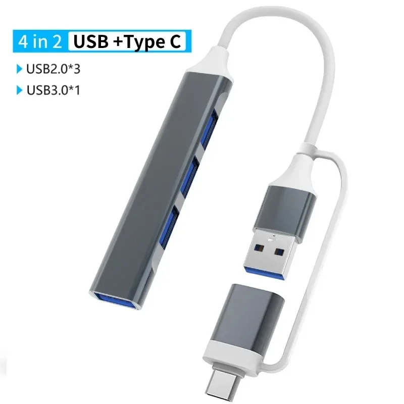 Jual USB HUB 4 Port Dual Port USB+Type C Input Splitter USB Extender ...