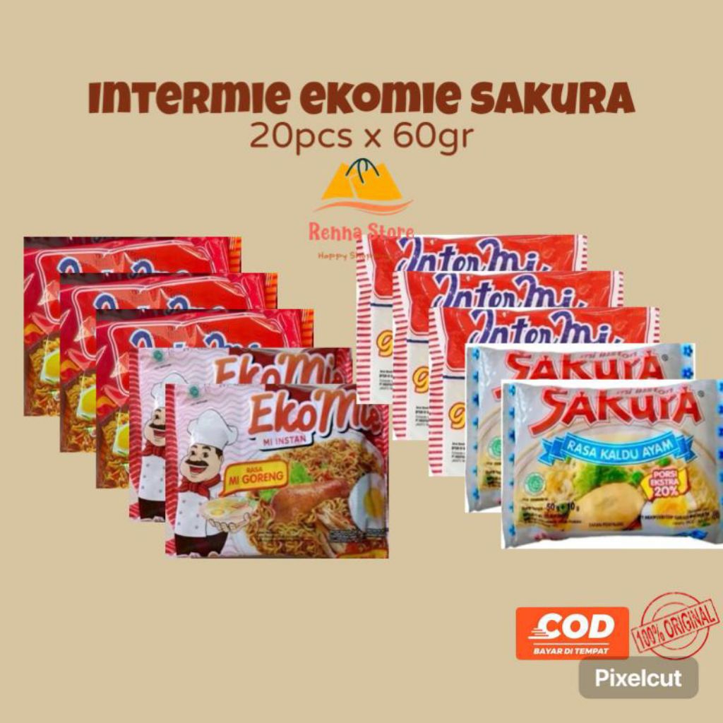 Jual 20pcs INTERMIE Goreng Pedas x EKOMIE Goreng x SAKURA Kuah 60gr ...