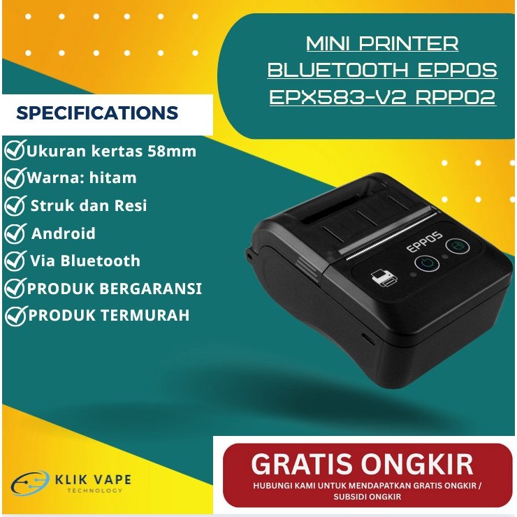 Jual Printer Bluetooth Untuk Cetak Resi Shopee dan Cetak Struk Kasir EPPOS EPX583-V2 RPP02 ...
