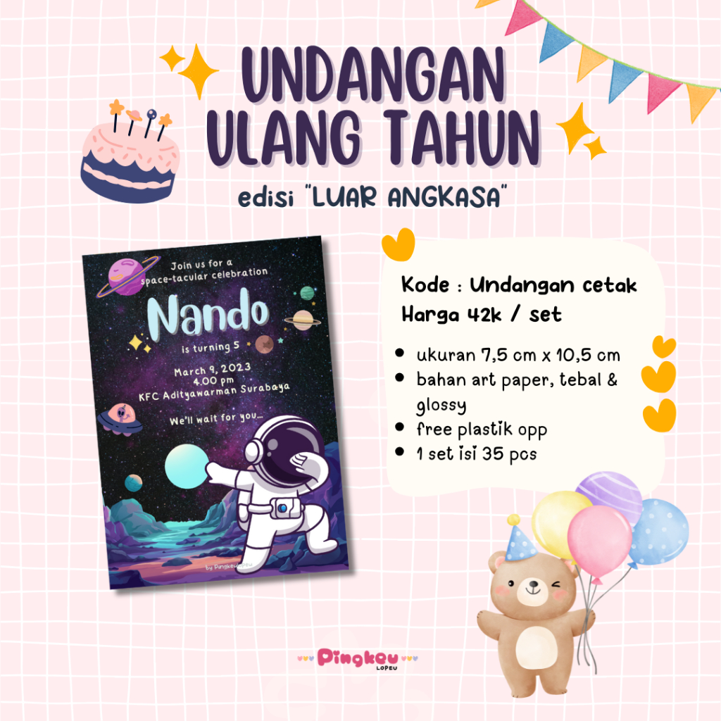 Jual undangan ulang tahun anak/kids invitation card/undangan anak ...