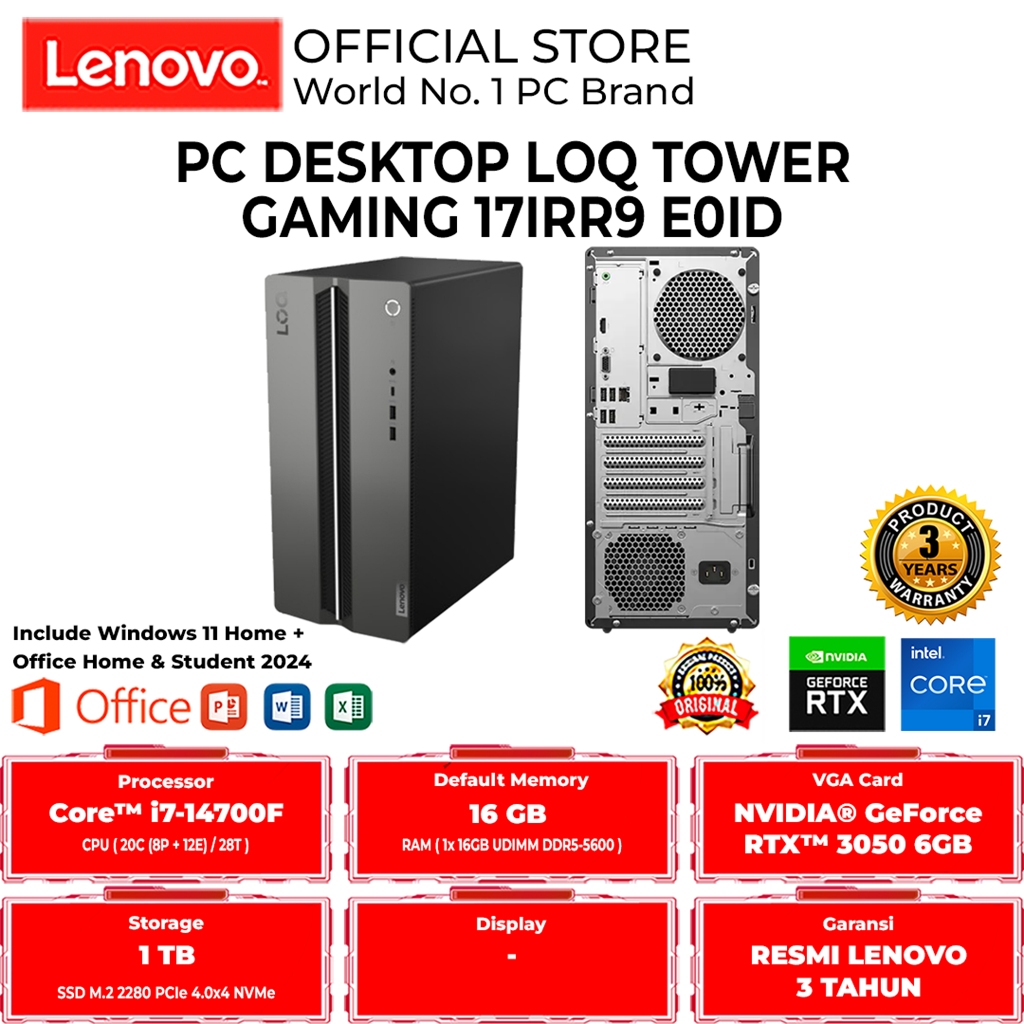 Jual LENOVO PC DESKTOP LOQ TOWER GAMING 17IRR9 E0ID BLACK INTEL CORE i7 ...