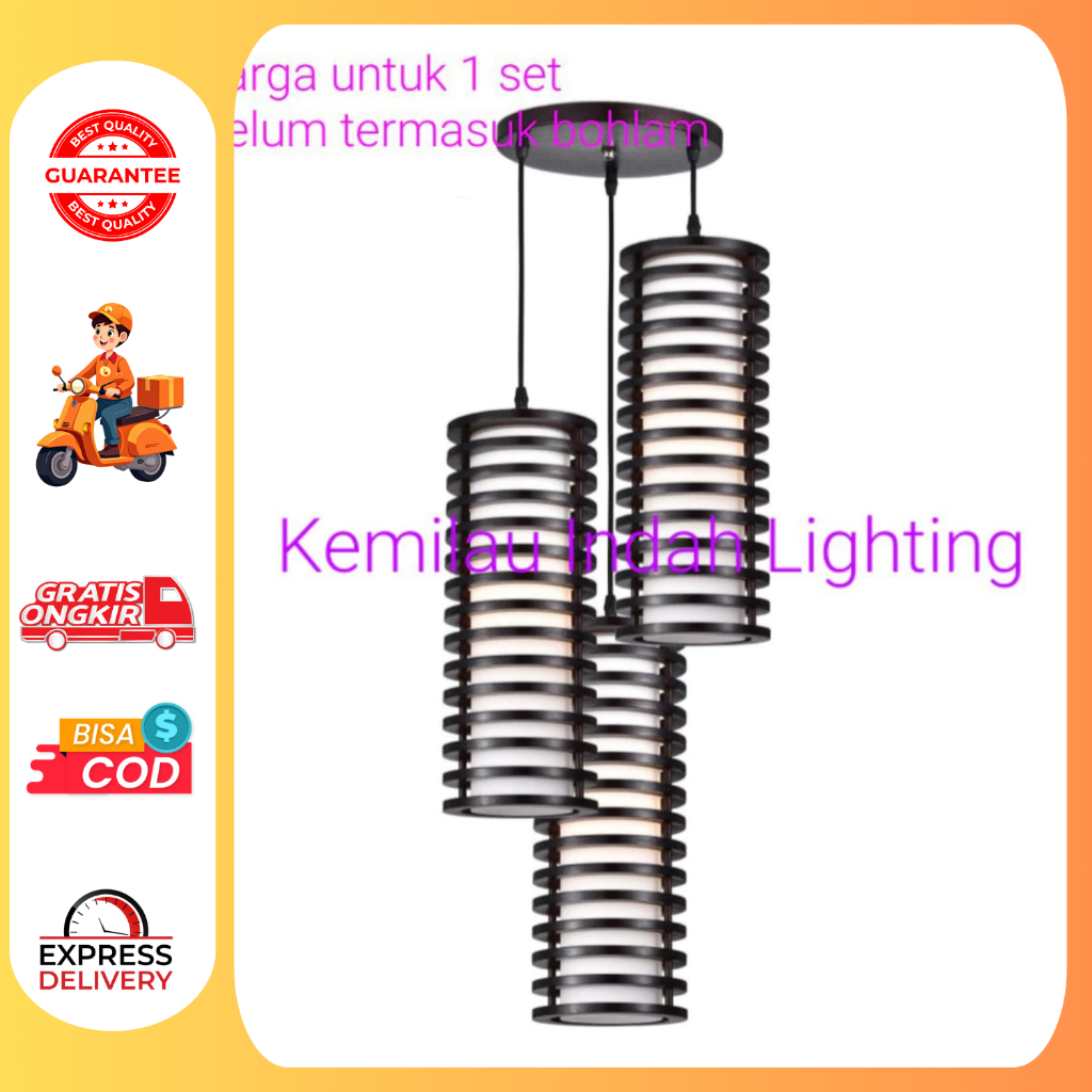 Jual SL797-3 BULAT LAMPU GANTUNG MINIMALIS VINTAGE RETRO FITTING E27 ...