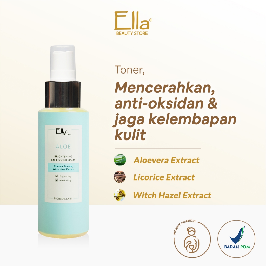 Jual Ella Skincare Toner Aloe Brightening Face, With Aloevera, Licorice ...