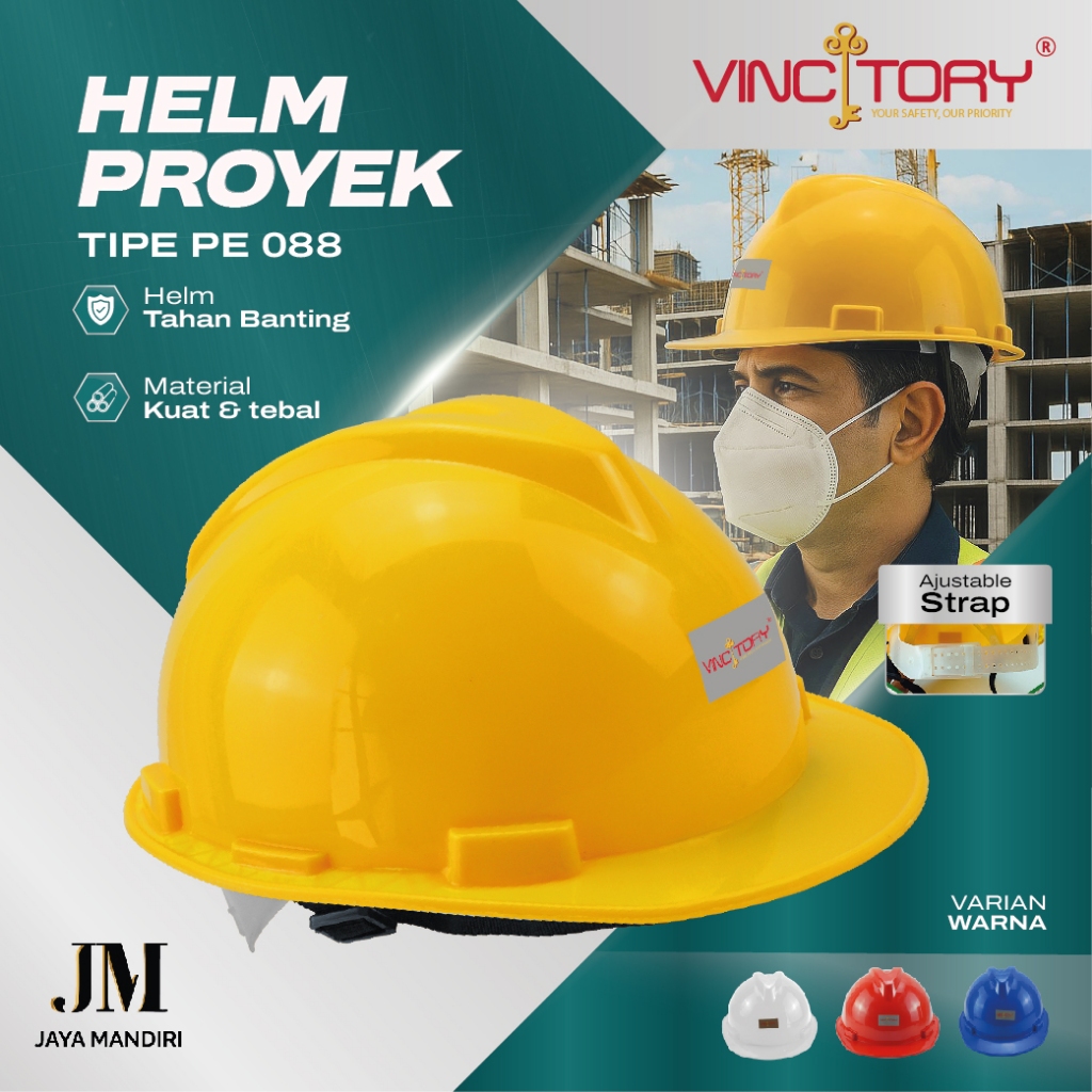 Jual Vincitory Helm Proyek Safety Kuat Anti Pecah Bahan PE High Quality ...