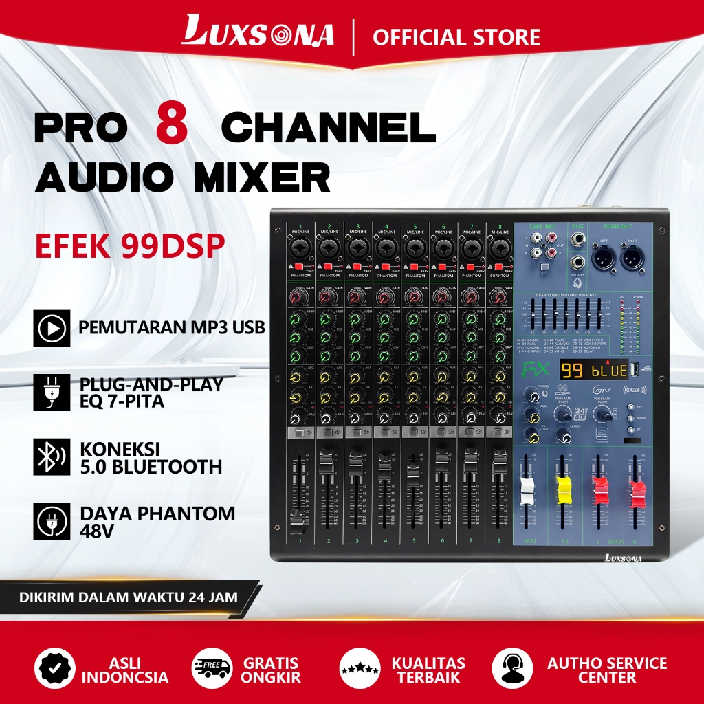 Jual LUXSONA Mixer audio 8 saluran profesional/mixer 99DSP/mixer audio 8 channel asli/konsol ...
