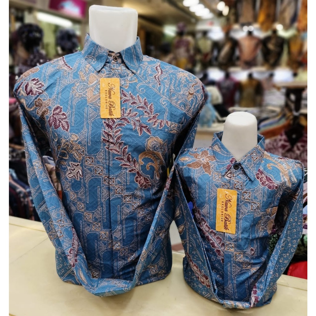 Jual NICE PRODUK Blue Denim Baju Couple Batik Ayah Anak Katun Premium ...