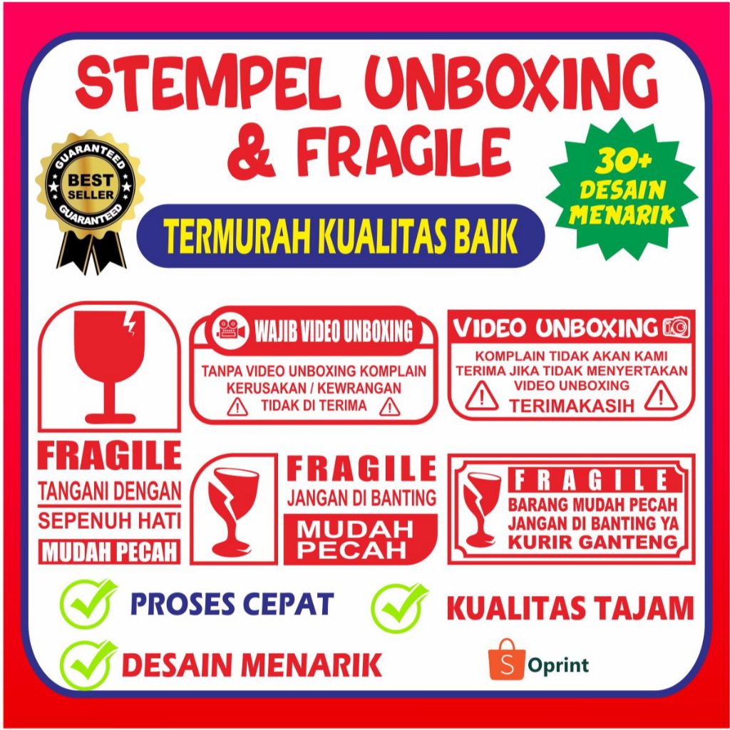 Jual STEMPEL UNBOXING, FRAGILE, Praktis, Cepat, Murah dan Banyak ...