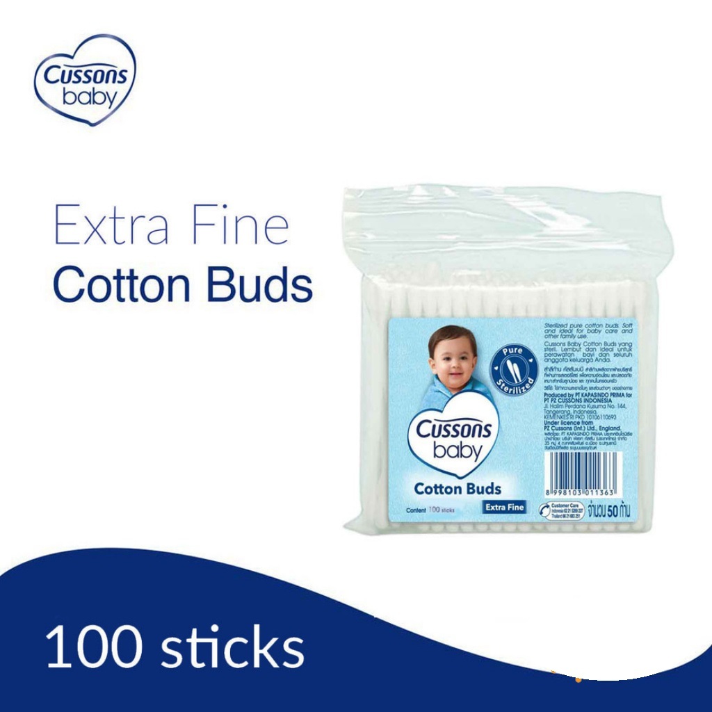 Jual Cussons Baby Cotton Buds Extra Fine 100 Stick - Buds Kuping ...