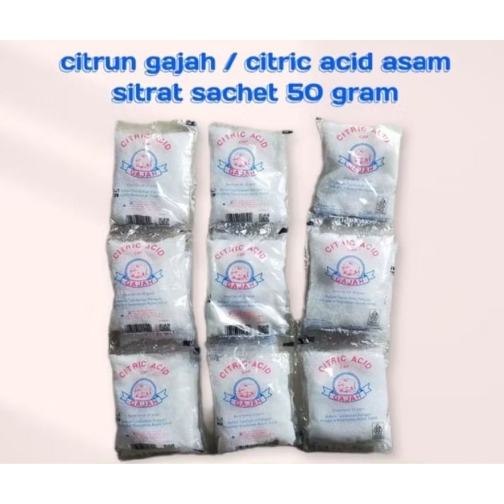 Jual CITRUN GAJAH / CITRUN ACID ASAM SITRAT SACHET ISI 50 GRAM | Shopee ...