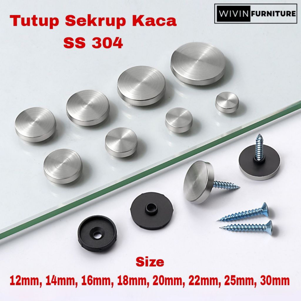 Jual [ 4 Set ] Tutup Sekrup Kaca Stainless SS 304 Anti Karat Cover ...
