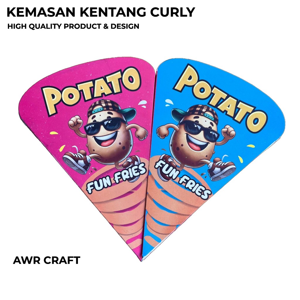 Jual Kemasan Kentang Curly Fun Fries Ukuran 16x11 cm Isi 100 Pcs ...