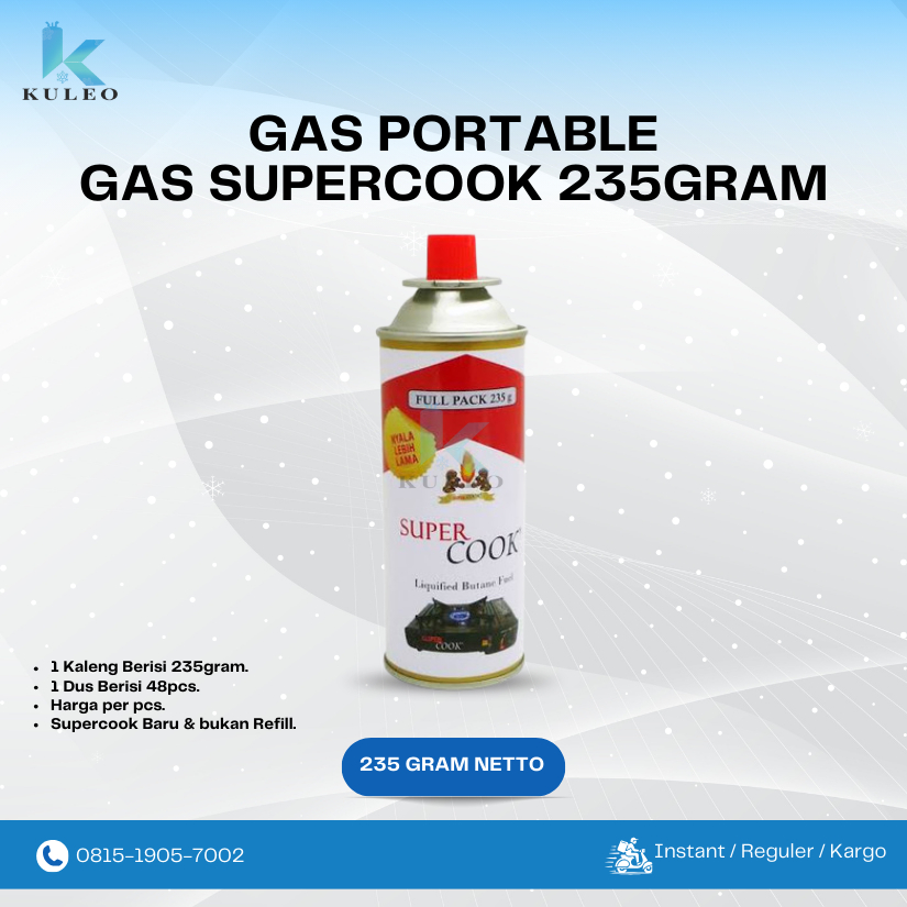 Jual Tabung gas portable SUPERCOOK / SUPER COOK 235gram | Gas Supercook ...