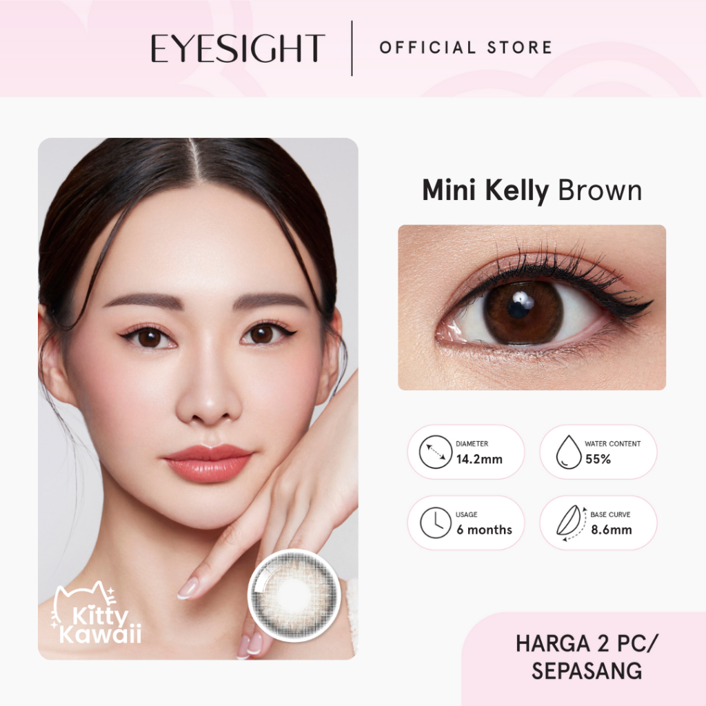 Jual EYESIGHT LENSES Softlens Kitty Kawaii Mini Kelly Brown (2pcs ...