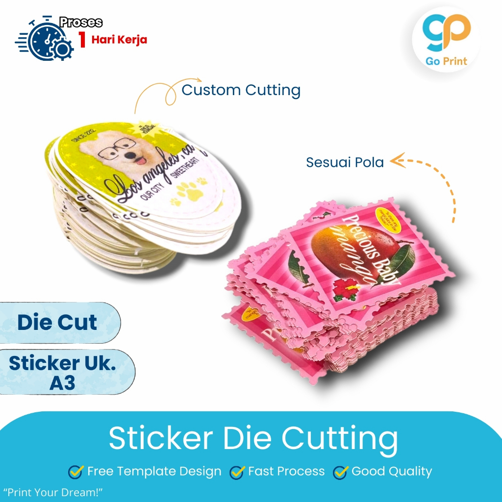 Jual CETAK STIKER LEMBAR A3 DIE CUTTING/CUTTING PUTUS MIN ORDER 1 LBR ...