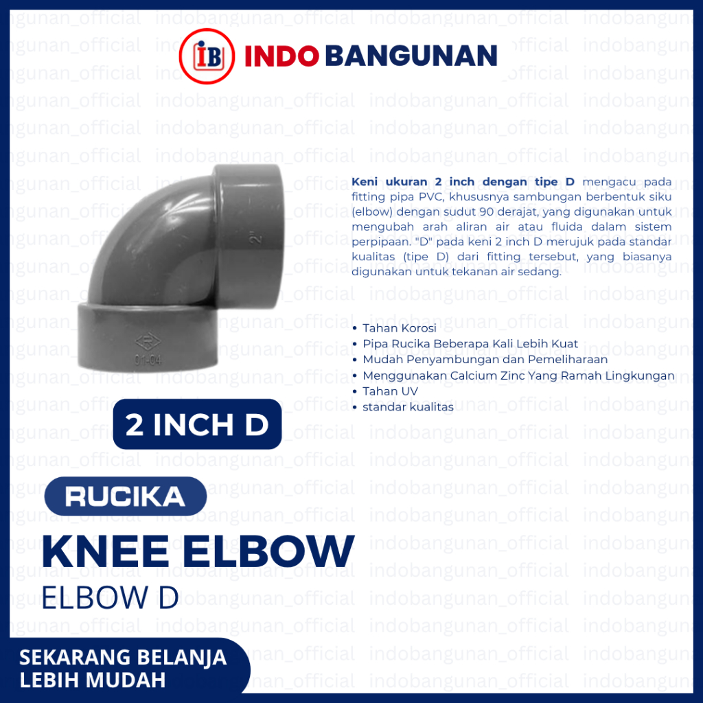 Jual RUCIKA SAMBUNGAN PVC ELBOW/KNIE/KNEE 2 INCH D | Shopee Indonesia