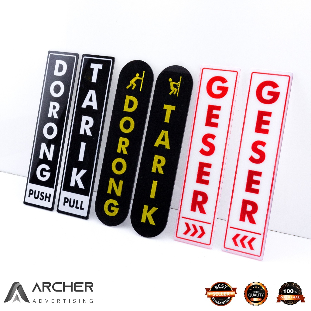 Jual SIGN BOARD PINTU PAPAN AKRILIK TULISAN TARIK DORONG PULL PUSH ...
