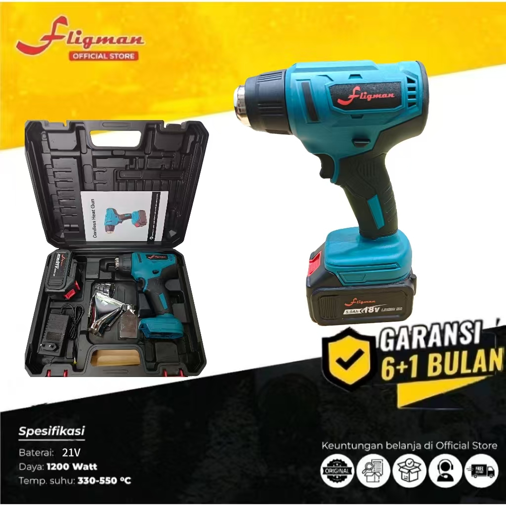 Jual [Fligman] Hot Air Gun Heat Blower Pemanas Sticker Plastik Cordless ...