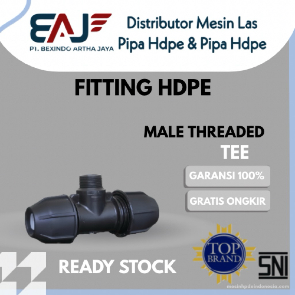 Jual Male Threaded Tee Pipa Hdpe Ukuran 50x1-1/2" Inch | Tee Drat Luar ...