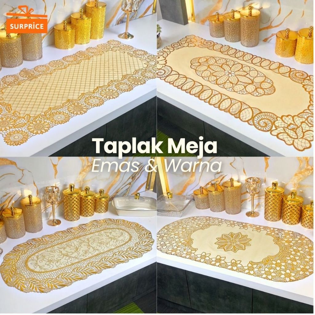 Jual Surprice Taplak Meja Makan Besar Gold 83x40cm / Alas Meja / Taplak ...