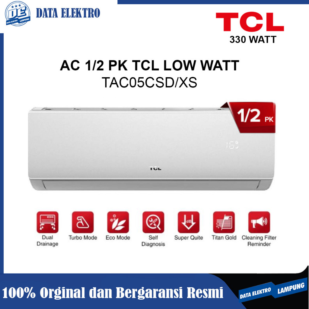 Jual AC TCL 1/2 PK LOW WATT R32 TAC05CSD/XS / AC TCL 0,5 PK Gold Fine ...