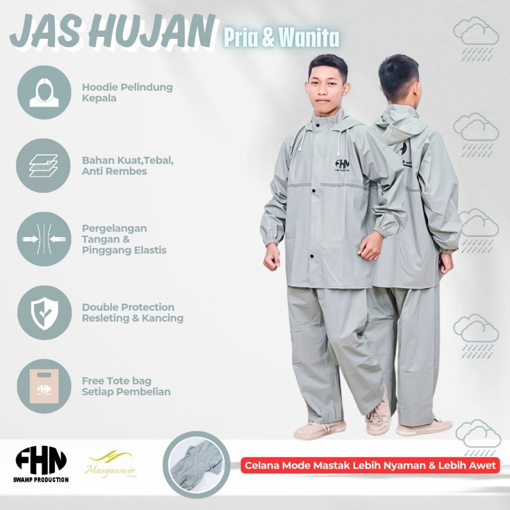 Jual Jas Hujan Setelan Baju Celana Full Seal Press Anti Rembes Bahan Pvc Tebal Lentur Kuat dan ...