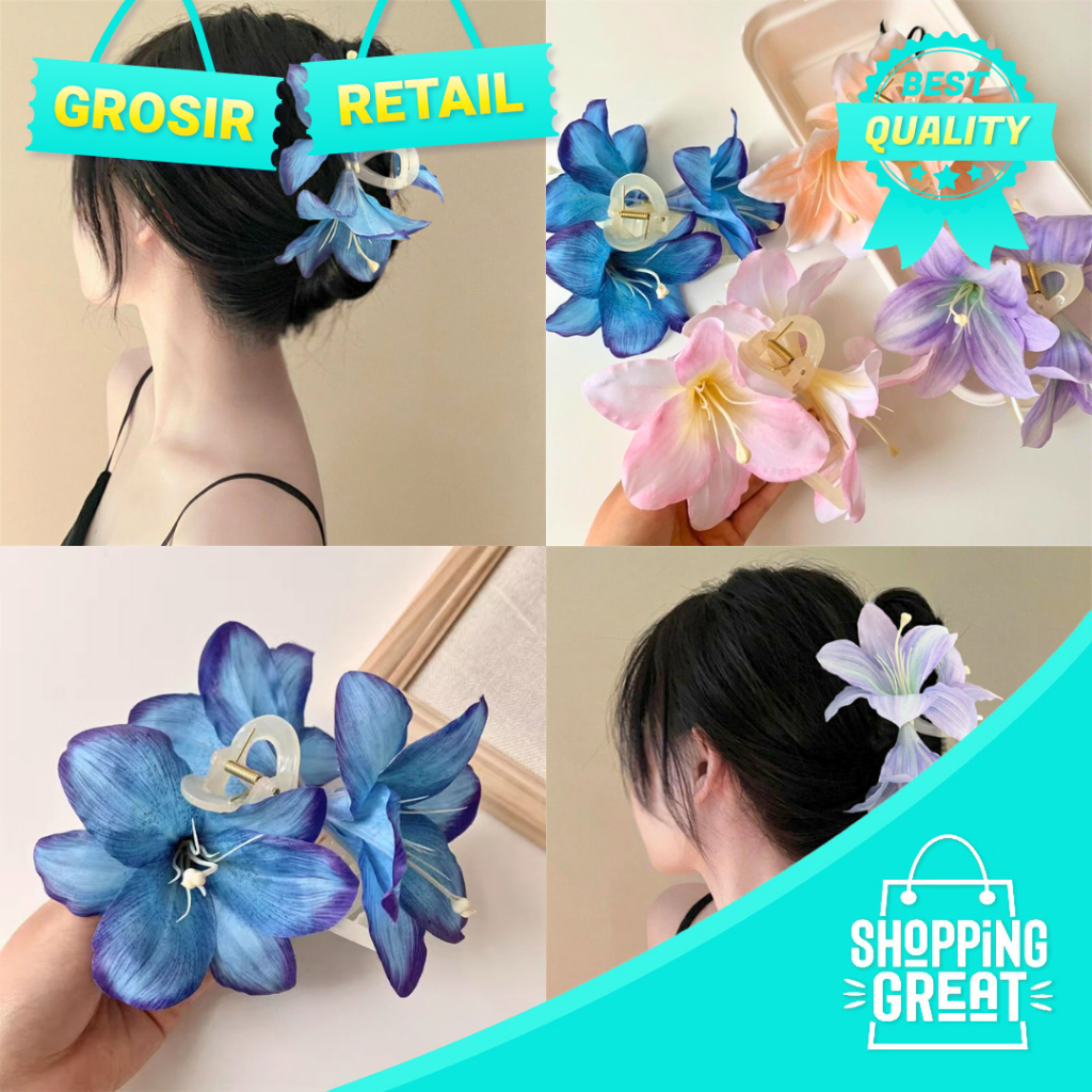 Jual RETAIL JR-A012 Jepit Rambut Bunga Amaryllis Elegan Jepitan Rambut ...
