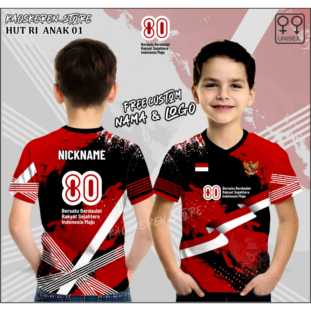 Jual kaos hut ri 80th anak jersey dirgahyu indonesia merdeka baju kaos ...