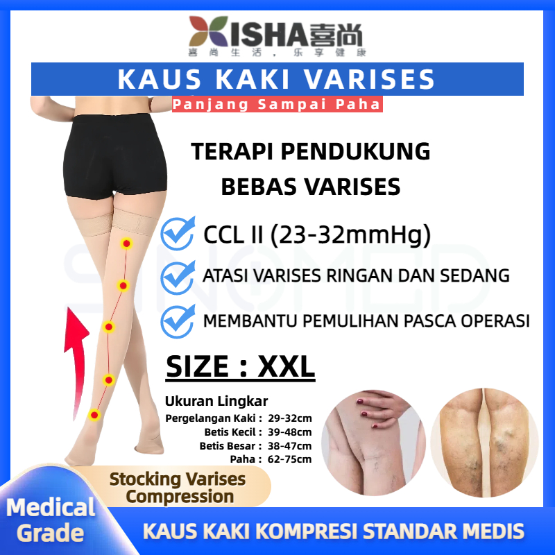 Jual Stocking Varises Kompresi Medis Kelas CCL II Support Kaki Bengkak Tekanan Vena Kaki Sampai ...