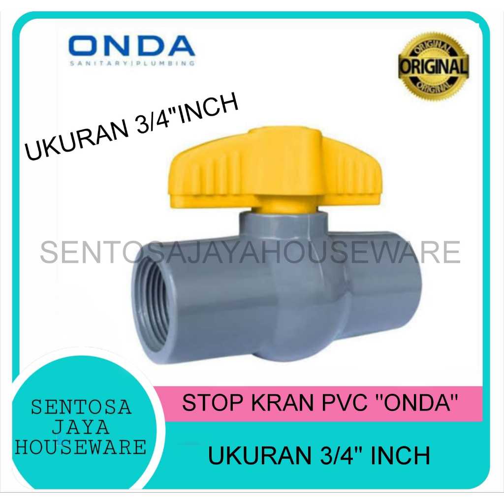 Jual STOP KRAN PVC POLOS ONDA 3/4INCH - BALL VALVE PVC POLOS ONDA 3 ...