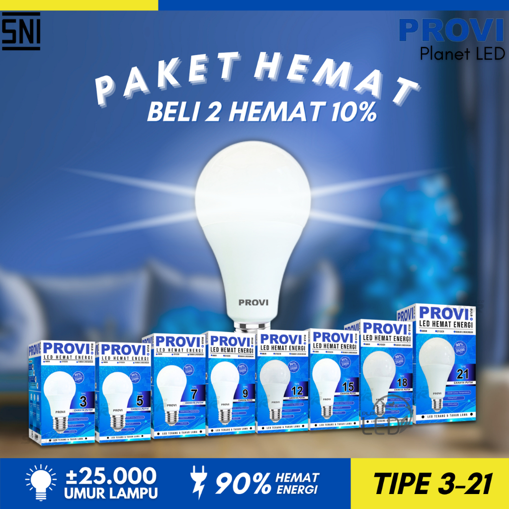 Jual Lampu LED Bohlam Provi Bulb A Tipe 21/18/15/12/9/7/5/3 Awet Terang ...