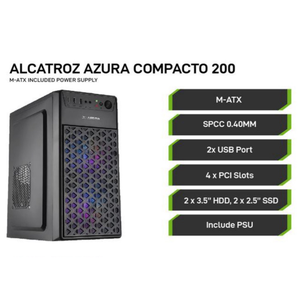 Jual CASING PC / CPU ALCATROZ AZZURA COMPACTO 200 + PSU 235FX | Shopee ...