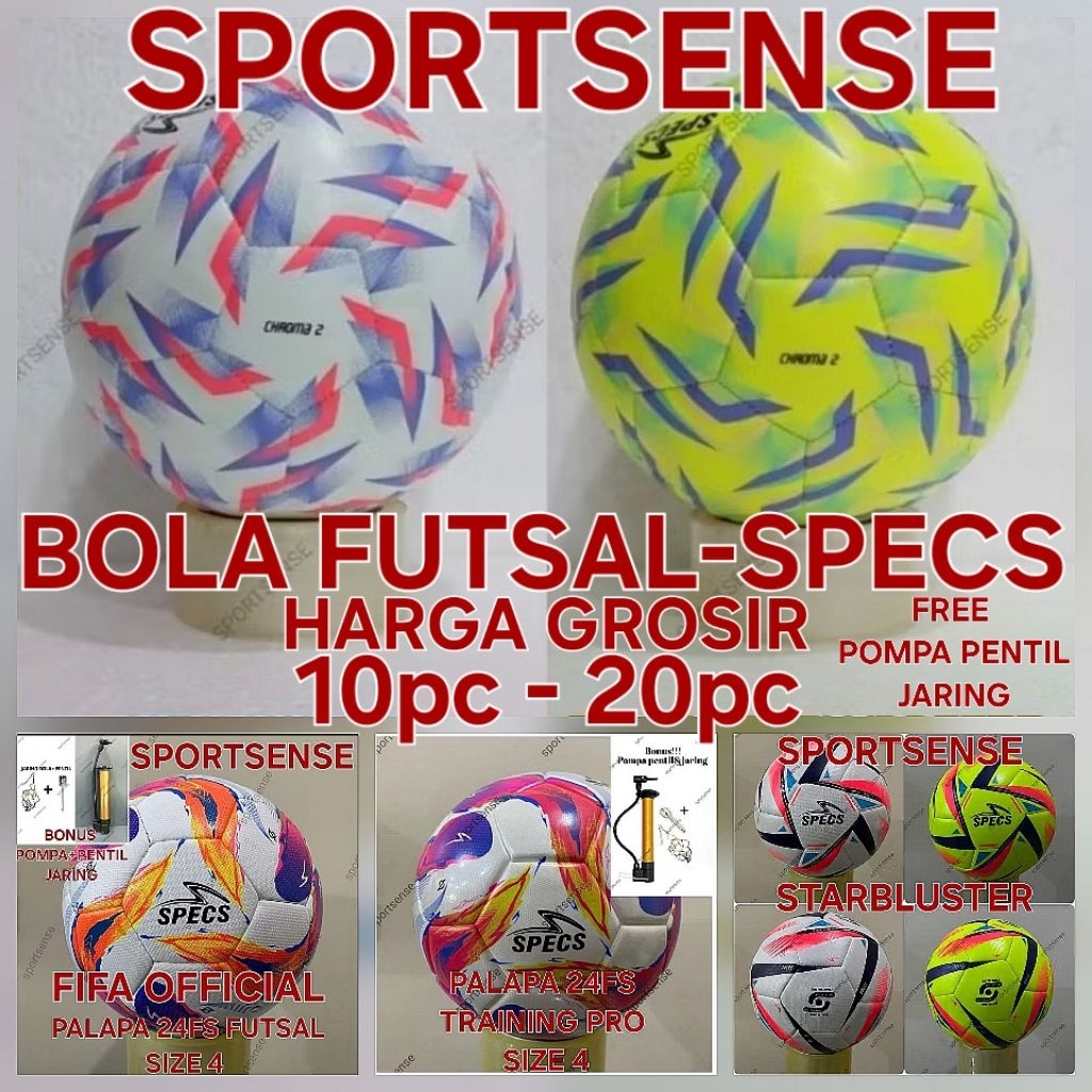 Jual ISI 10PC DAN 20PC Bola Futsal Specs Chroma Palapa 24Fs match ball ...