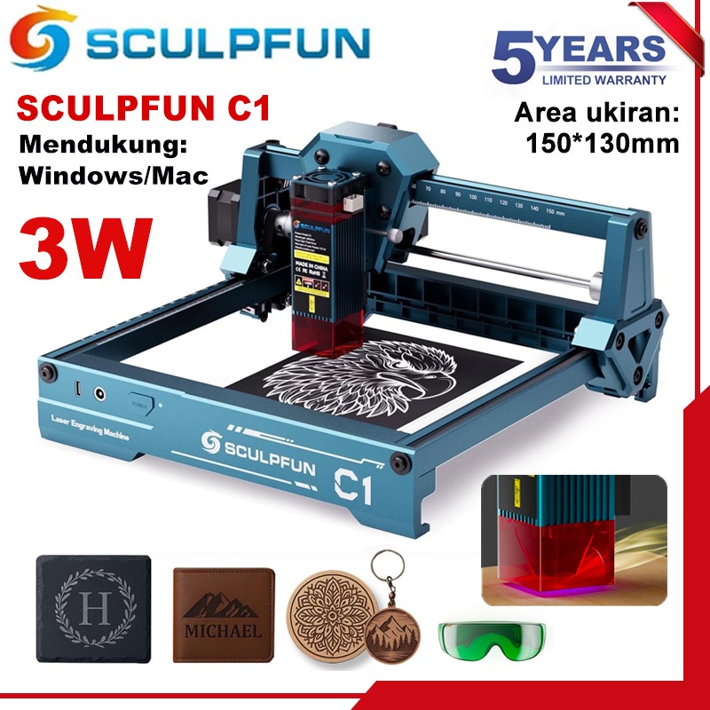 Jual SCULPFUN C1 3W Mesin Ukiran Laser Mini Portabel 0.04mm Laser ...