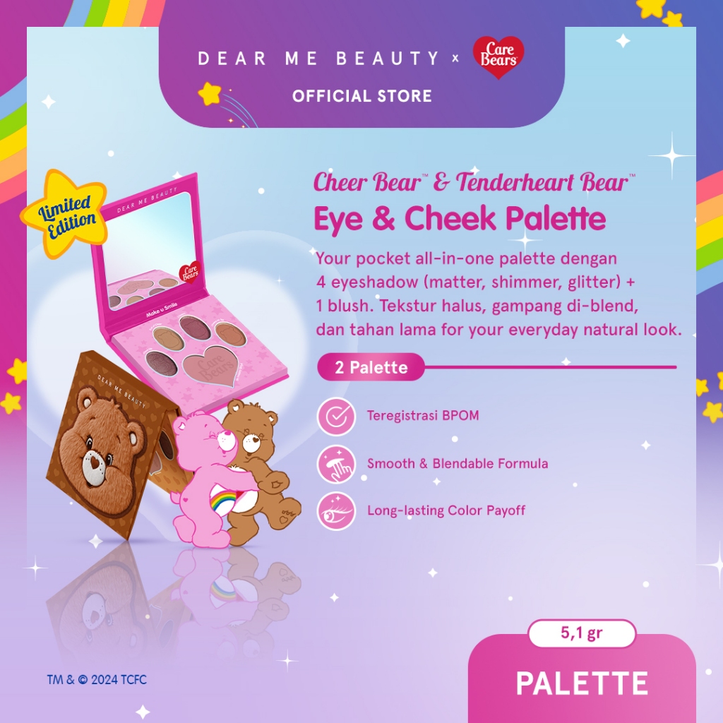 Jual Dear Me Beauty X Care Bears Eye & Cheek Palette | Shopee Indonesia