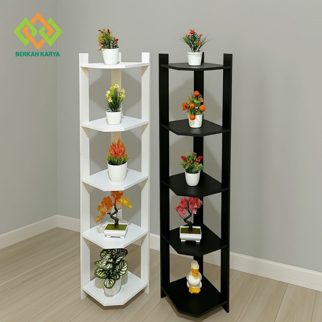 Jual Rak Bunga Sudut 120cm – Rak Hiasan Pojok Lantai 5 Susun Minimalis ...