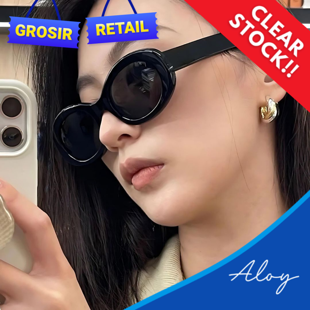 Jual ALOY RETAIL PL-H026 Kacamata Hitam Cewek Murah Korea Fashion Kacamata Hitam Retro Gaya Anti ...