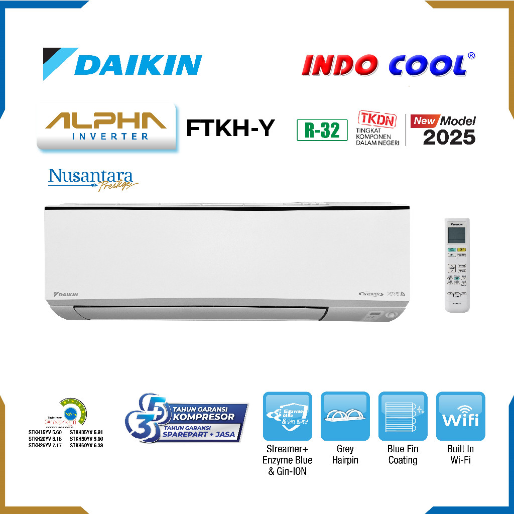 Jual AC DAIKIN ALPHA INVERTER 3/4 PK 3/4PK FTKH20 Nusantara Prestige ...